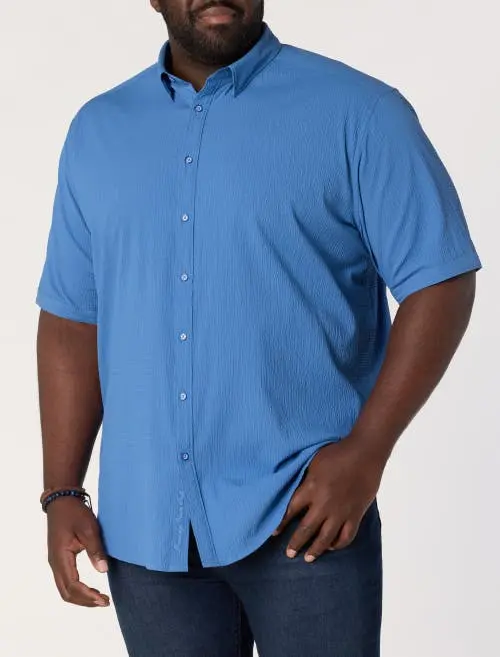 ROBERT GRAHAM BY DXL Big & Tall Thresher Seersucker Sport Shirt - Blue