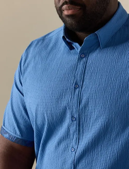ROBERT GRAHAM BY DXL Big & Tall Thresher Seersucker Sport Shirt - Blue