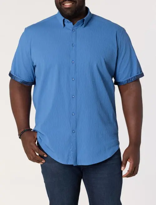 ROBERT GRAHAM BY DXL Big & Tall Thresher Seersucker Sport Shirt - Blue