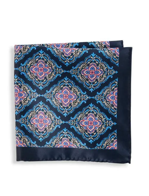 SYNRGY BY DXL Big & Tall Medallion Pocket Square - Navy