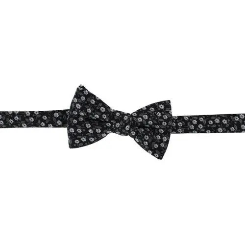 ASCENTIX Metallic Floral And Leaves Bow Tie - Black