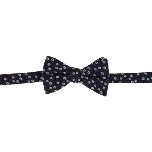 ASCENTIX Metallic Floral And Leaves Bow Tie - Brown
