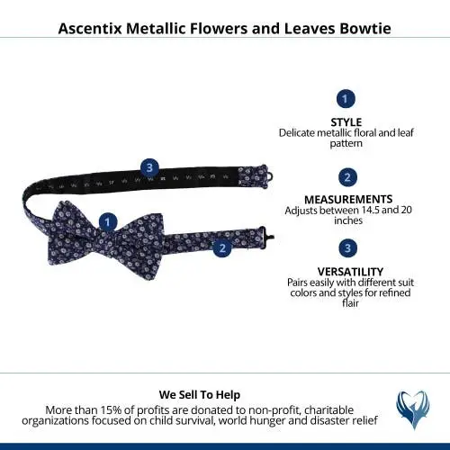 ASCENTIX Metallic Floral And Leaves Bow Tie - Purple