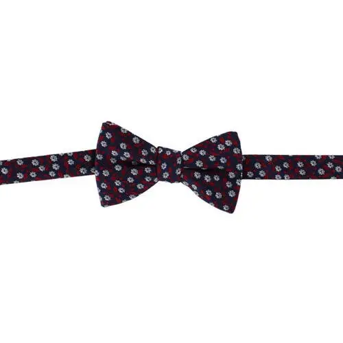 ASCENTIX Metallic Floral And Leaves Bow Tie - Red