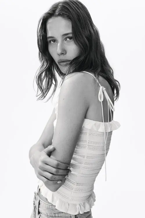 H&m Pointelle-knit Tie-strap Top - White