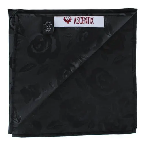 ASCENTIX Rose Print Tone On Tone Pocket Square - Black