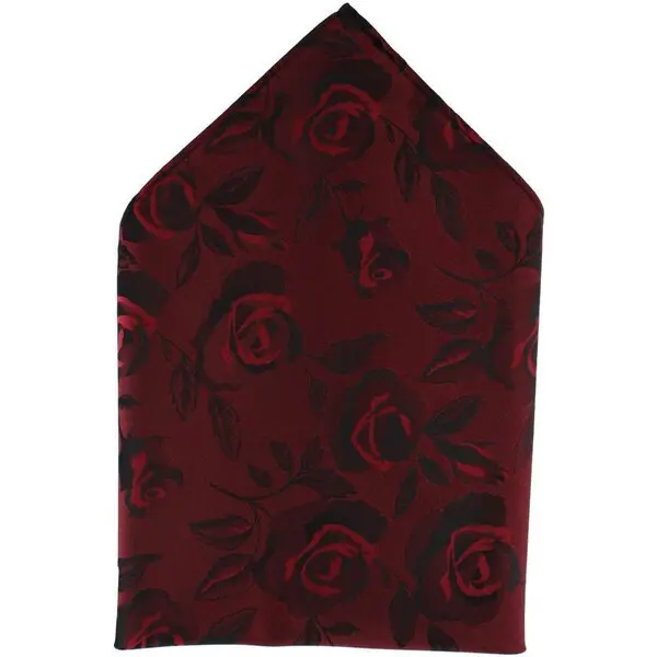 ASCENTIX Rose Print Tone On Tone Pocket Square - Red