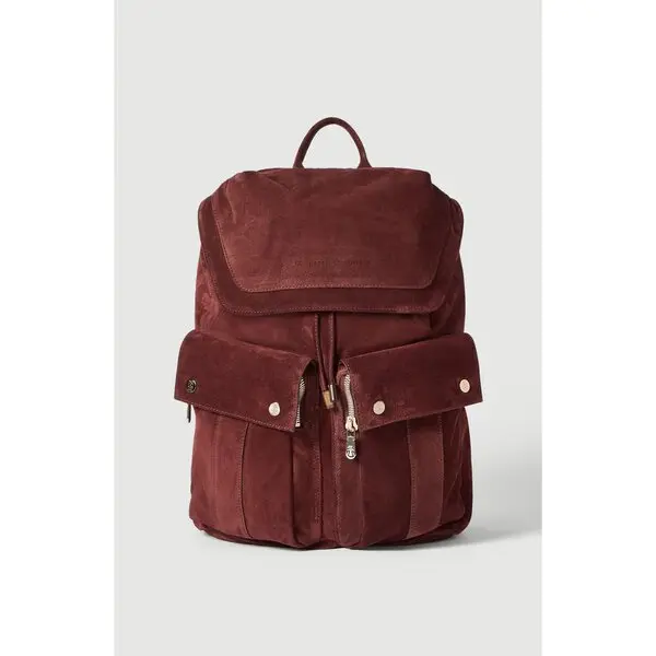 Brunello Cucinelli Suede Leisure Backpack - Burgundy