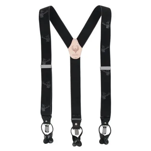 ASCENTIX Stag Head Clip-end Suspenders - Black