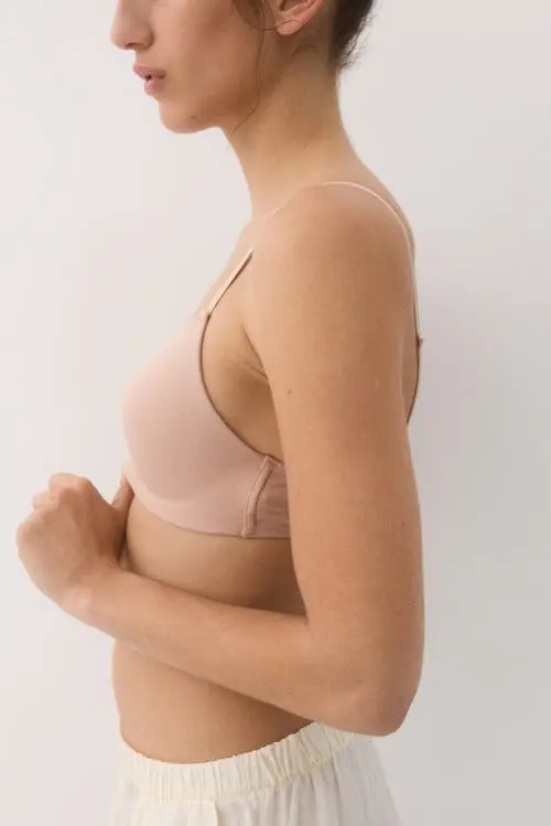 H&m 2-pack Padded Non-wired Cotton Bras - Beige/black