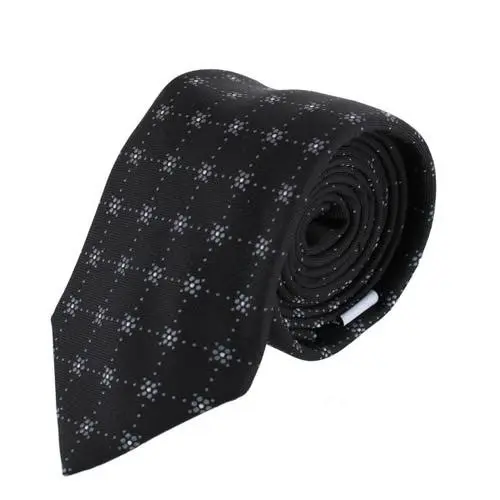 ASCENTIX Printed Floral And Dot Square Necktie - Black