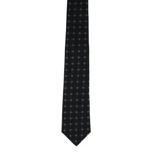 ASCENTIX Printed Floral And Dot Square Necktie - Black