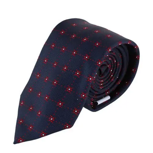 ASCENTIX Printed Floral And Dot Square Necktie - Navy