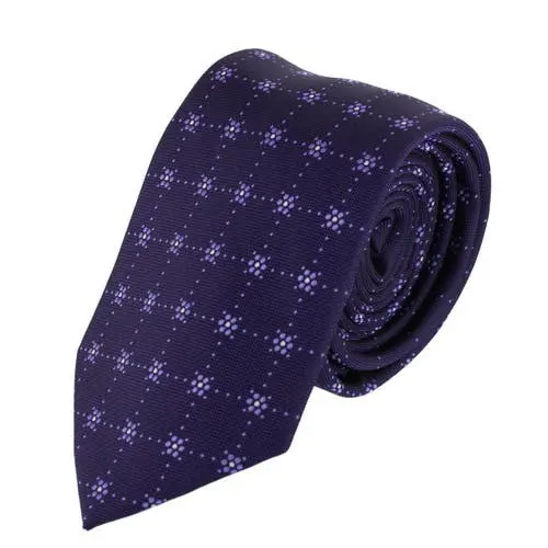 ASCENTIX Printed Floral And Dot Square Necktie - Purple