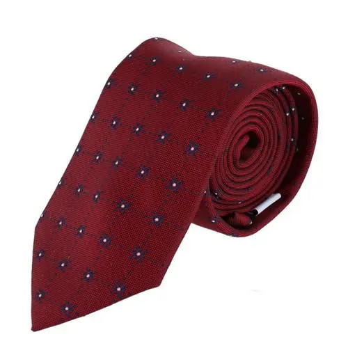 ASCENTIX Printed Floral And Dot Square Necktie - Red