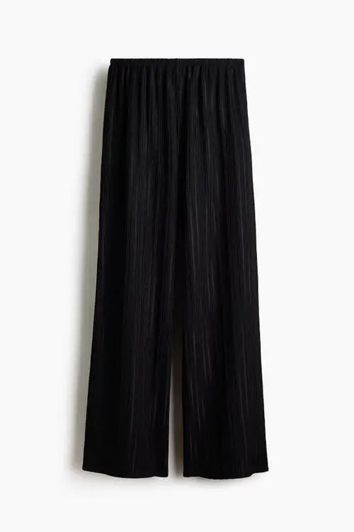 H&m Mama Pointelle-knit Drawstring Trousers - Black