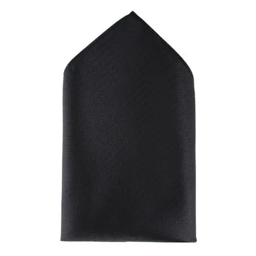 ASCENTIX Etched Herringbone Twist Pocket Square - Black