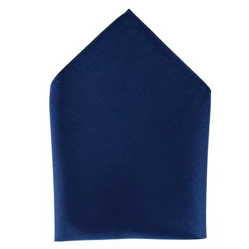 ASCENTIX Etched Herringbone Twist Pocket Square - Navy