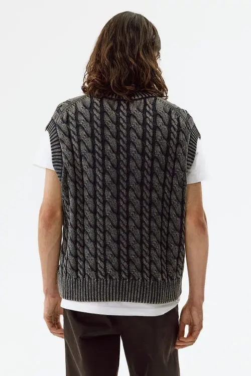 H&M Relaxed-fit Cotton Sweater Vest - Navy Blue