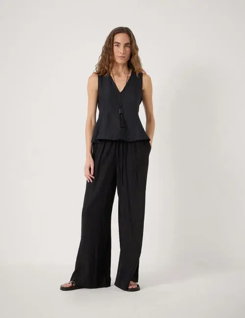 HUSH Jose V-neck Godet Linen Top