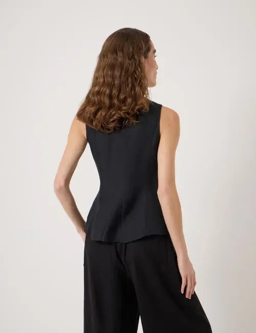 HUSH Jose V-neck Godet Linen Top