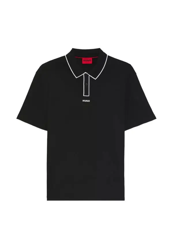 Hugo Dalumo Contrast-trim Polo Shirt - Black