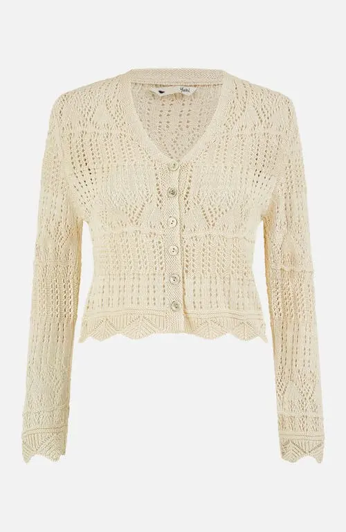 YUMI Crochet Knitted Cropped Cardigan