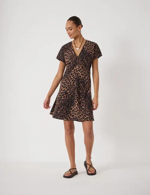 HUSH Grace Air Flow V-neck Mini Dress - Soft Leopard