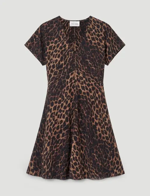 HUSH Grace Air Flow V-neck Mini Dress - Soft Leopard