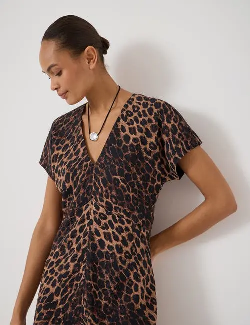 HUSH Grace Air Flow V-neck Mini Dress - Soft Leopard