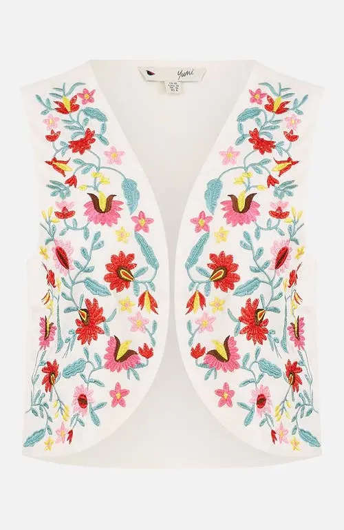 YUMI Folk Embroidered Cotton Waist Coat