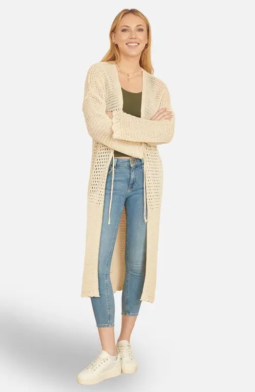 YUMI Crochet Longline Cardigan