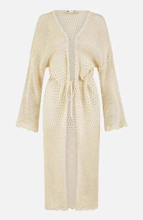 YUMI Crochet Longline Cardigan