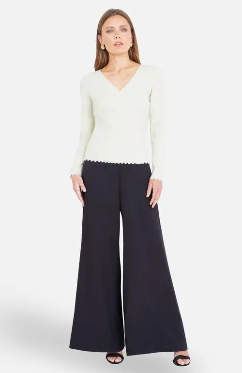 YUMI Metallic Thread Rib Wrap Knitted Top
