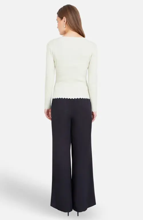 YUMI Metallic Thread Rib Wrap Knitted Top