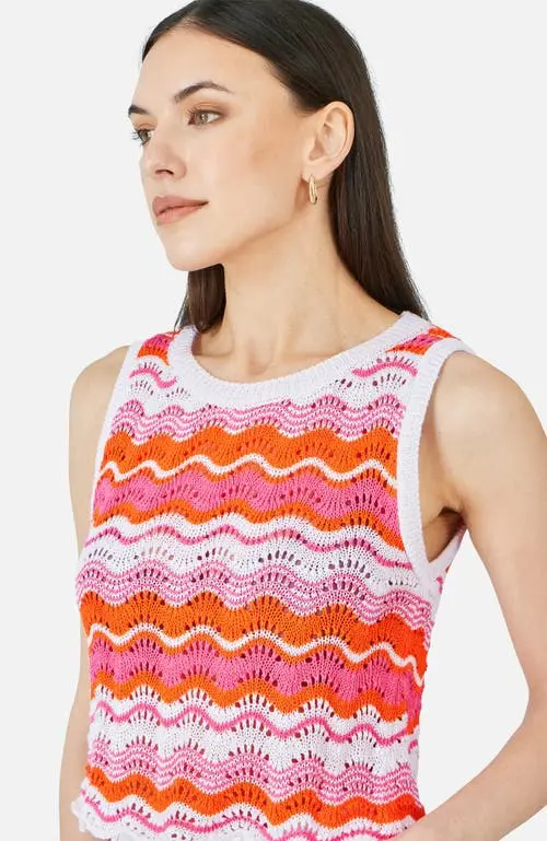 YUMI Stripe Crochet Stripe Vest Top