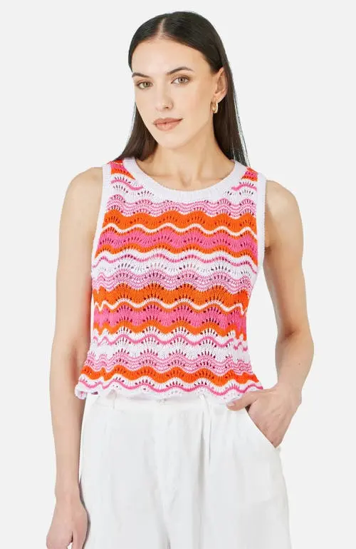 YUMI Crochet Stripe Knit Top - Multi