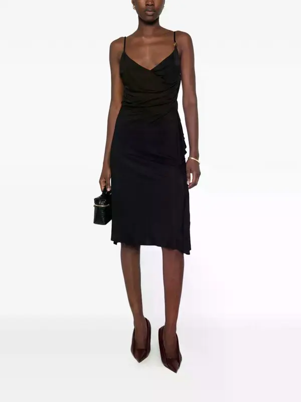 Versace Draped Ruffled Midi Dress
