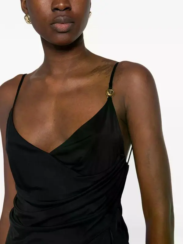 Versace Draped Ruffled Midi Dress