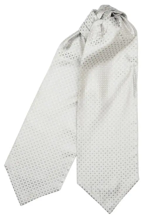 ELIZABETTA Valentino Silk Ascot Cravat Tie - Silver