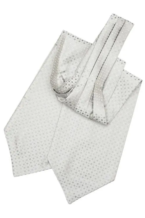 ELIZABETTA Valentino Silk Ascot Cravat Tie - Silver