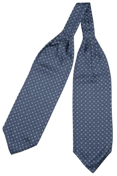 ELIZABETTA Nino Silk Ascot Cravat Tie - Blue