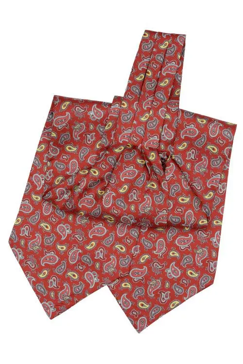 ELIZABETTA Sondrio Silk Paisley Cravat - Red