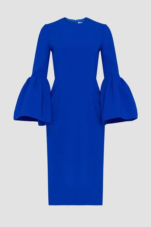 ROKSANDA Margot Round Neck Bell Sleeve Midi Dress - Iris