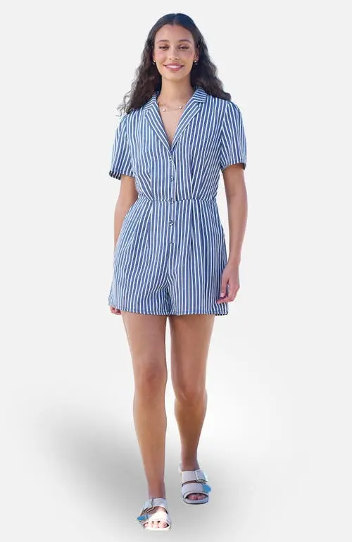 YUMI Stripe Retro Playsuit - Blue