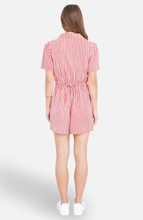 YUMI Stripe Retro Playsuit - Red