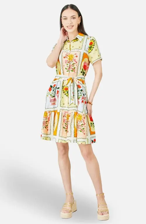 YUMI Sun Patchwork Print Shirt Dress - Multi