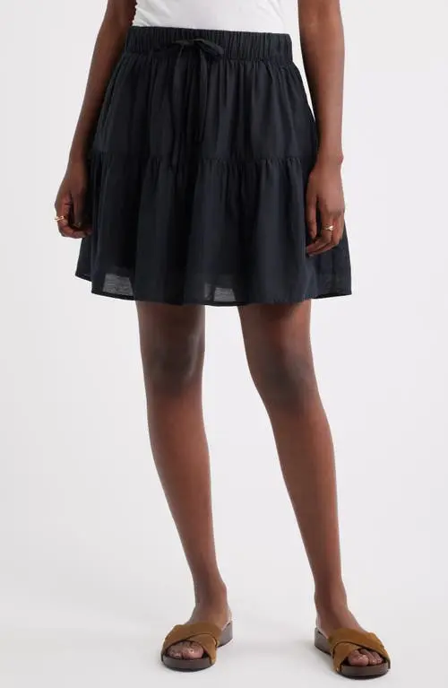 Caslon Tie Waist Tiered Mini Skirt - Black
