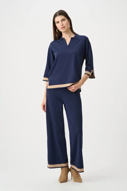 Joseph Ribkoff Sweater Knit Colour Block Culotte Pants
