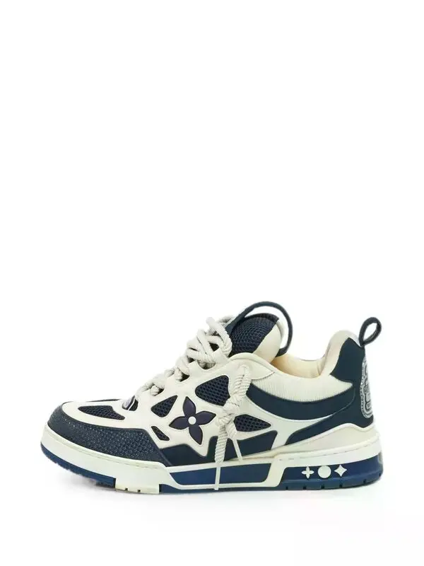 LOUIS VUITTON Monogram Flower Patch Lace-up Sneakers